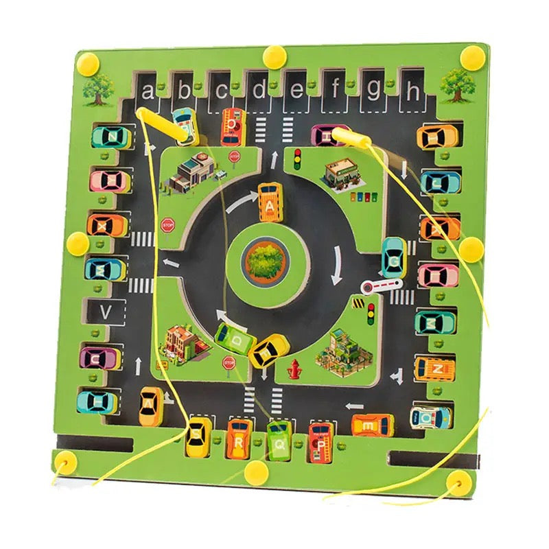 Magnetic Roundabout - Wooden Alphabet and Cars Activity Board – Sunnyo